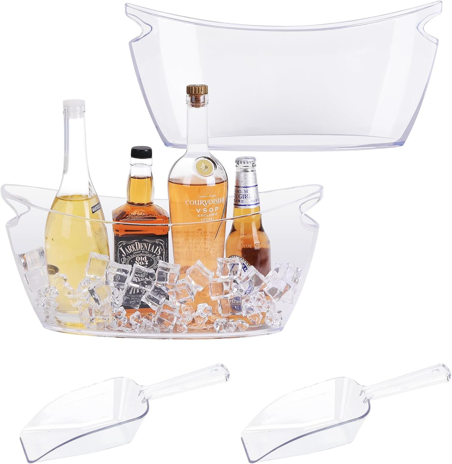2-Piece Clear Ice Bucket Set – 6L Beverage Tub & Champagne Bucket ...