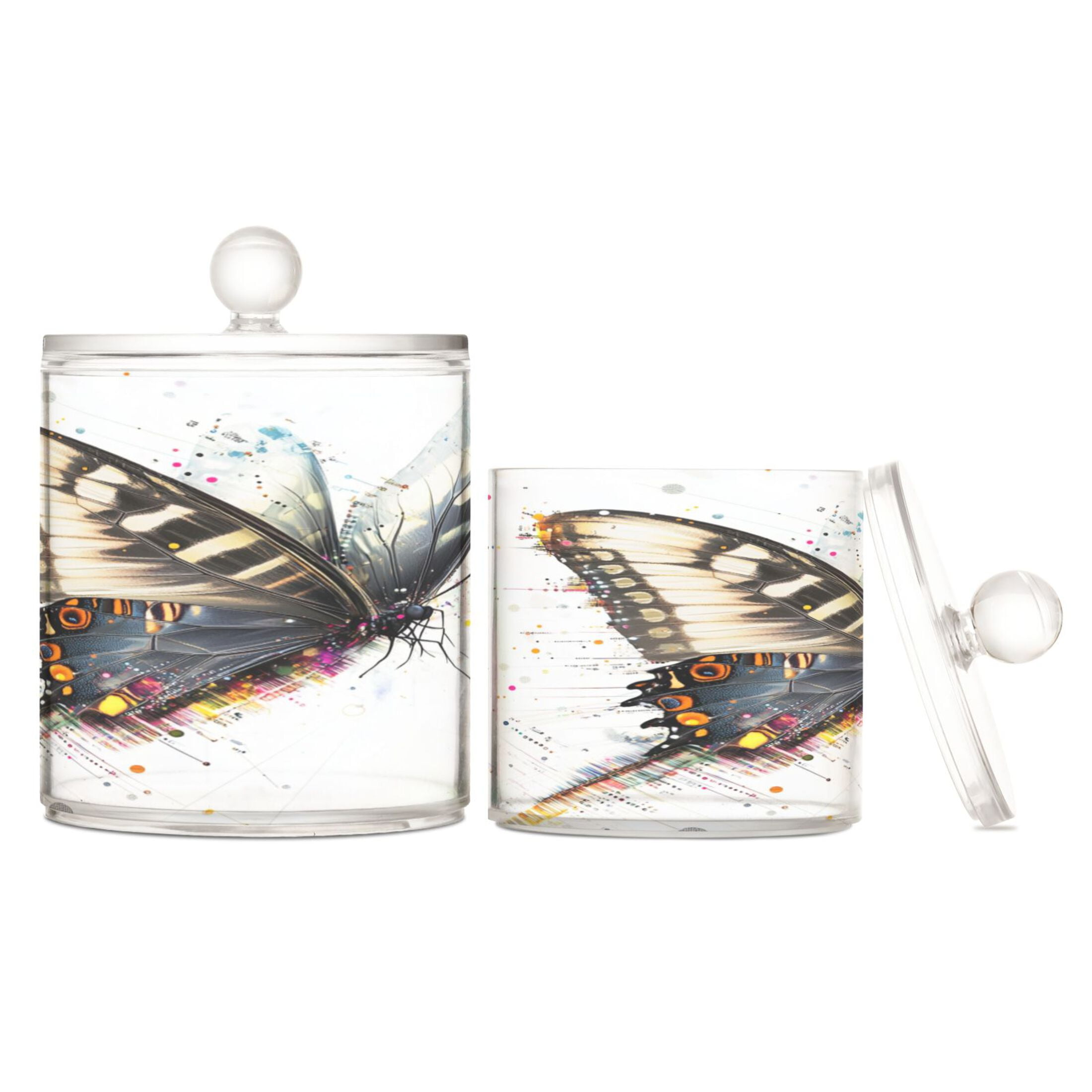 2 Piece Clear Plastic Storage Jars Set Airtight & Space-Saving ...