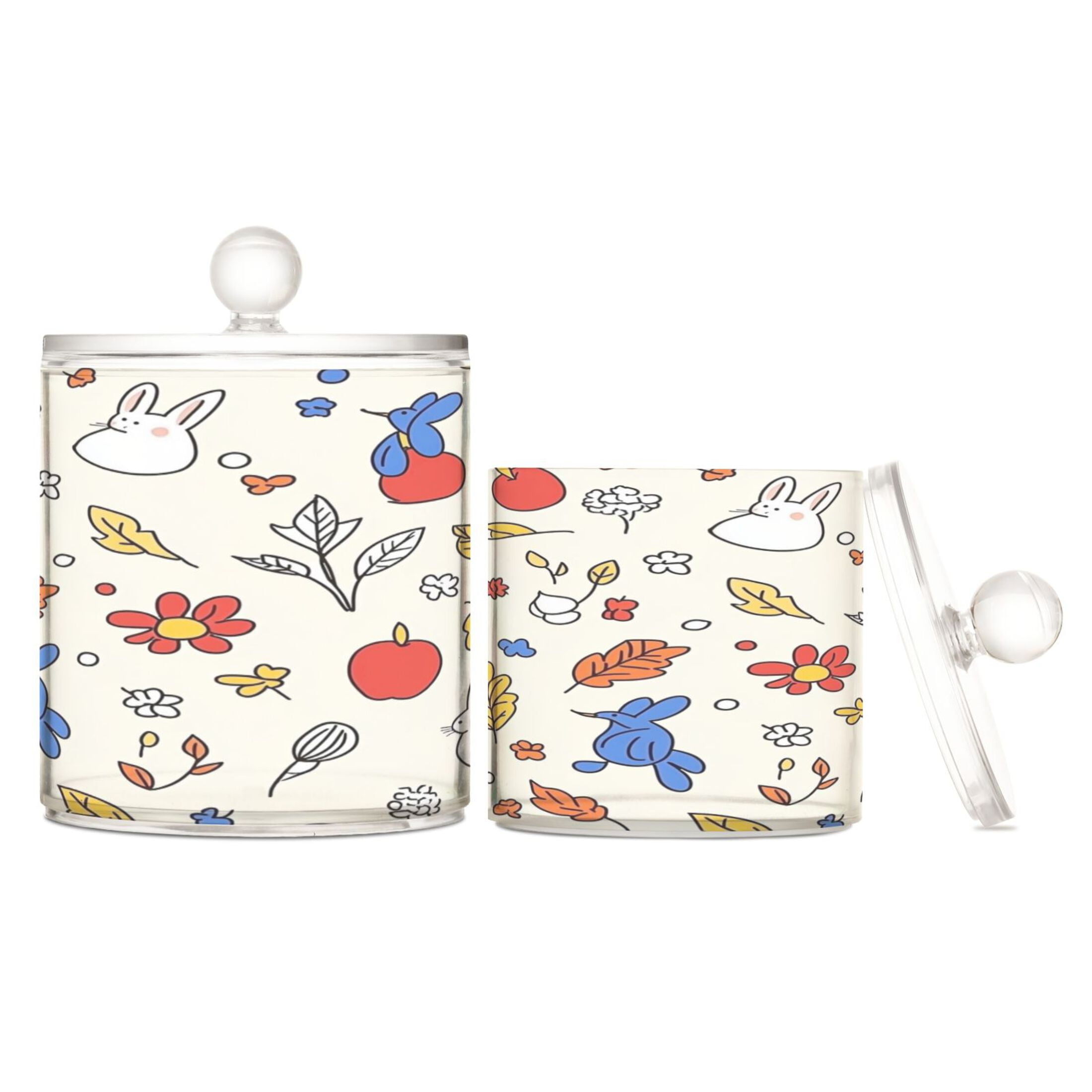 2 Piece Clear Plastic Storage Jars Set Airtight & Space-Saving ...