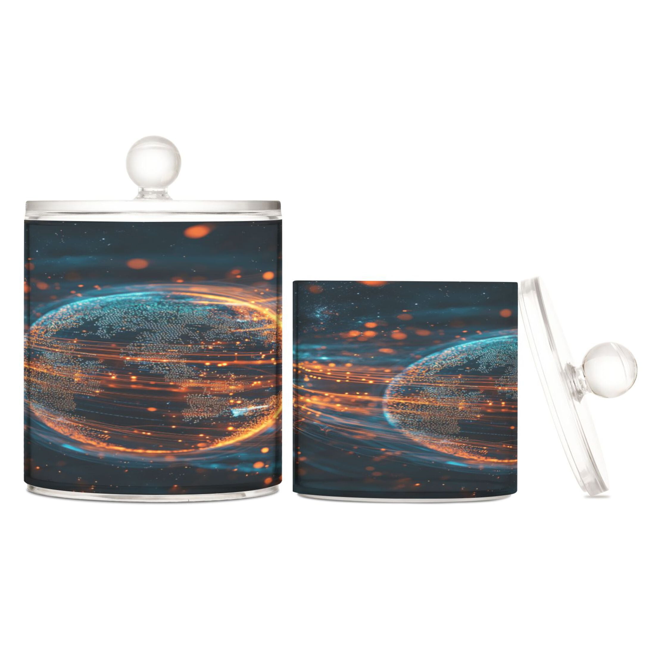 2 Piece Clear Plastic Storage Jars Set Airtight & Space-Saving ...