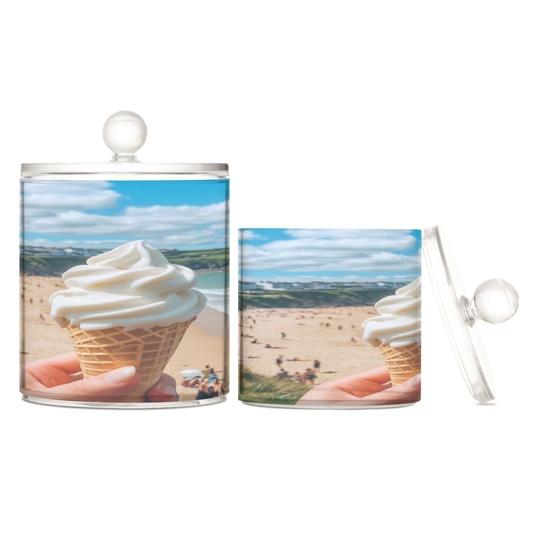 2 Piece Clear Plastic Storage Jars Set Airtight & Space-Saving ...