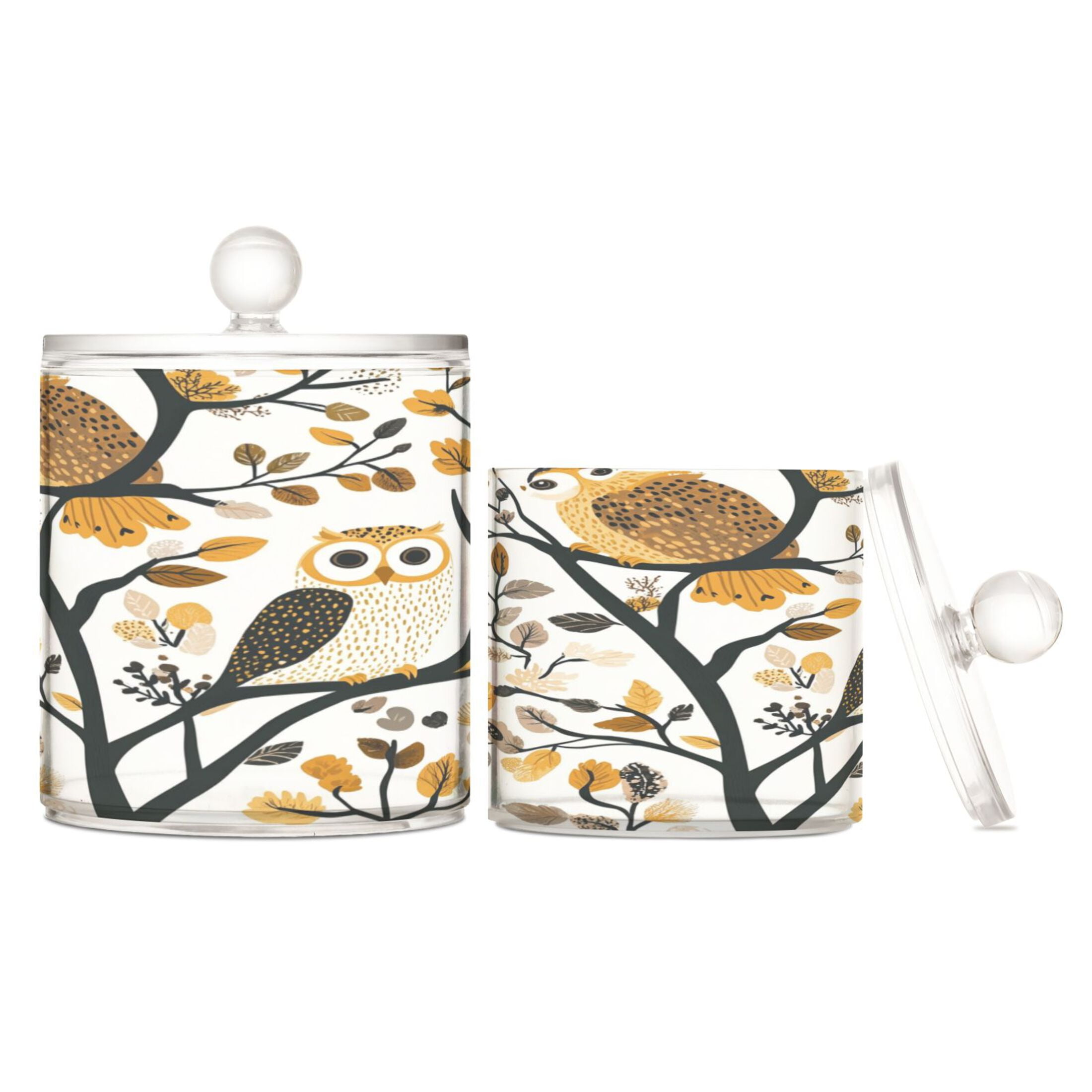 2 Piece Clear Plastic Storage Jars Set Airtight & Space-Saving Organizers Bathroom Canisters for ...