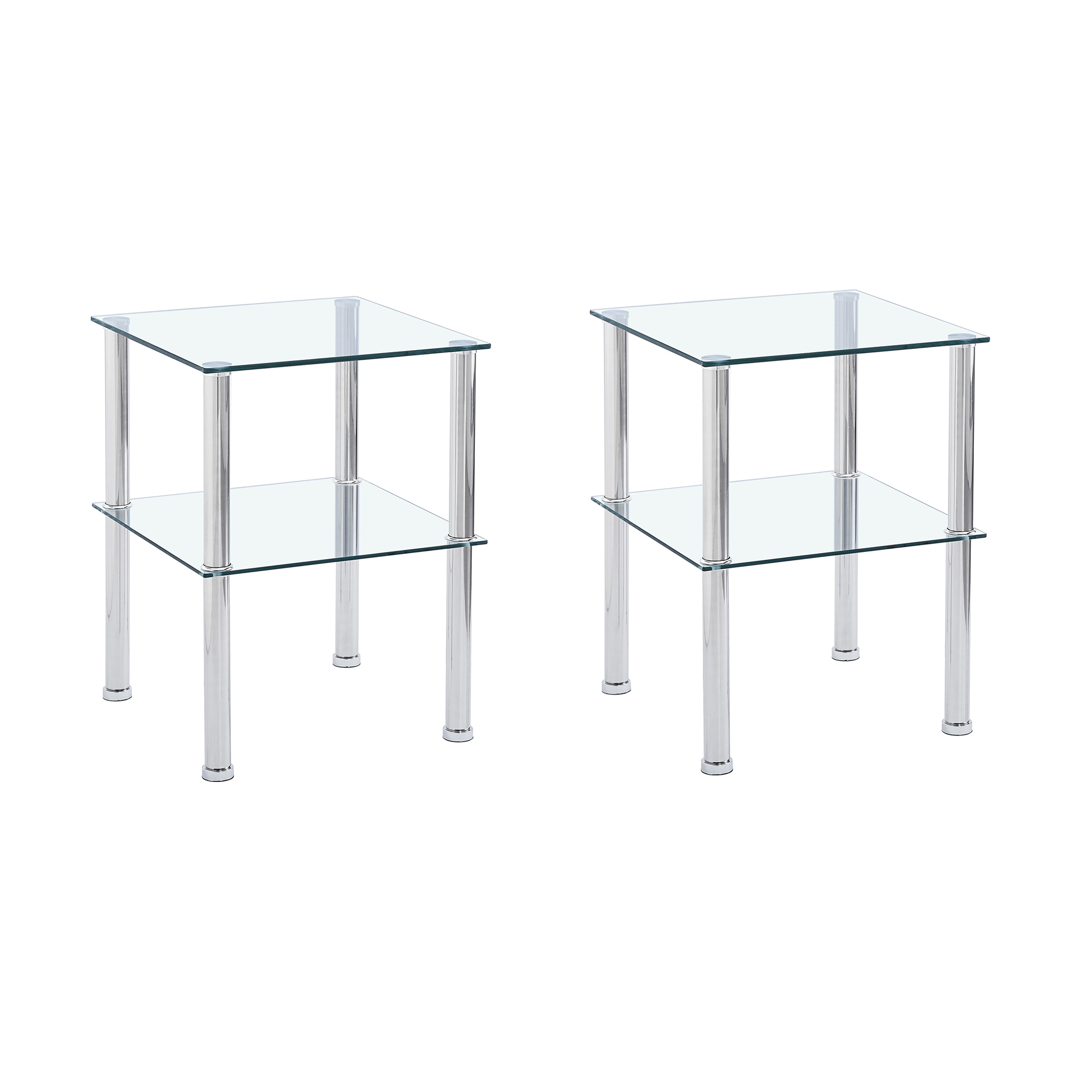 2-Piece Clear Side Table , 2-Tier Space End Table ,Modern Night Stand ...