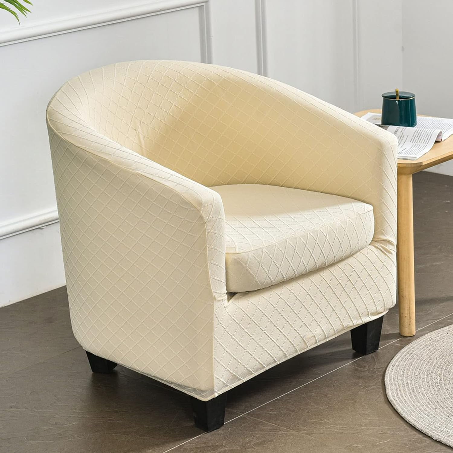 2 Piece Club Chair Slipcover Armchair Covers Soft Printed Round Barrel ...