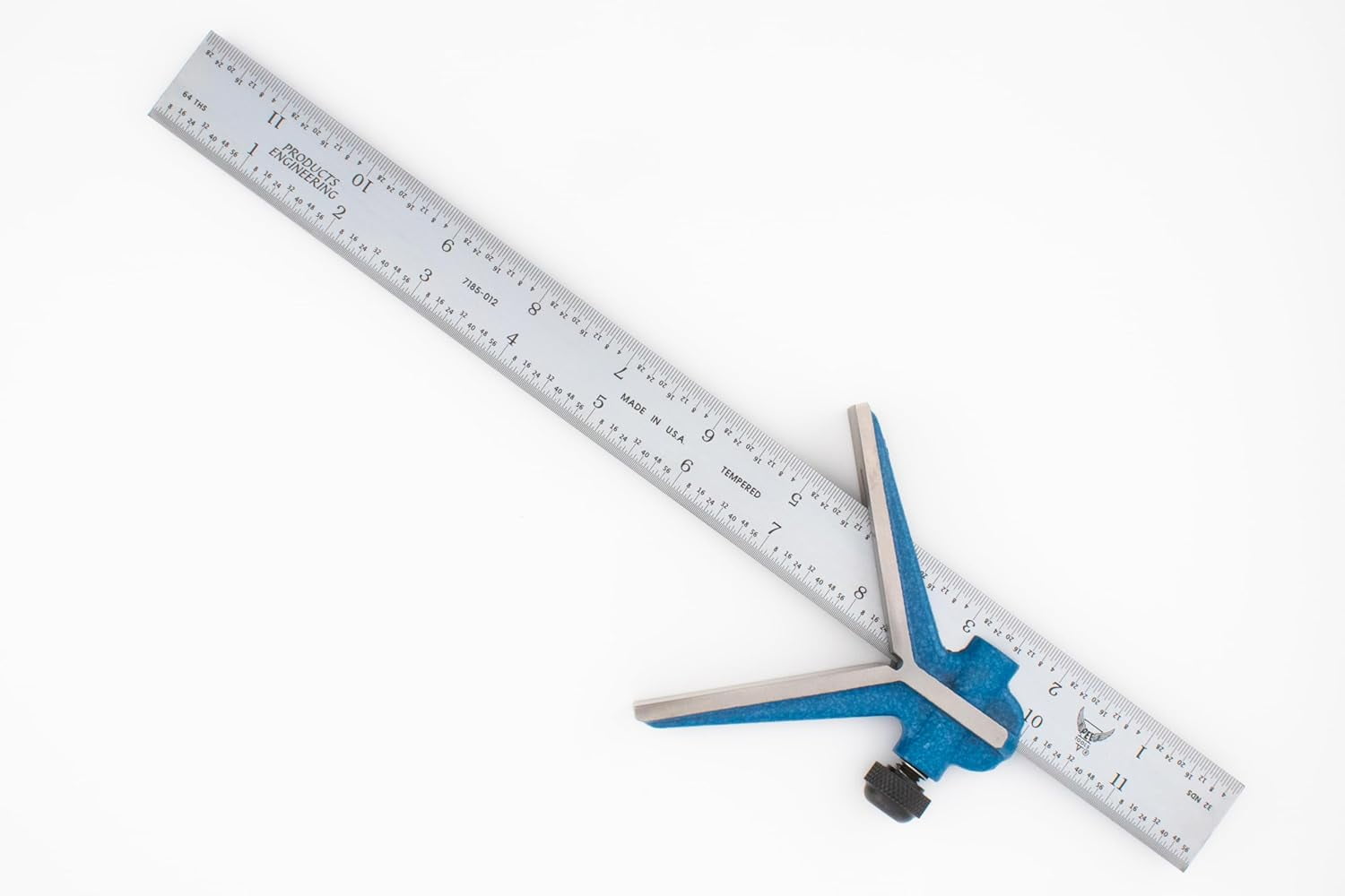 2-Piece Combination Square Set - 4R 12” Metal Ruler, Protractor, Center Finder, Combo Square ...
