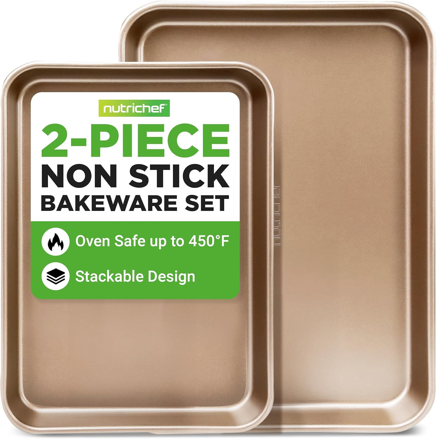 2 Piece Cookie Sheets for Baking, Nonstick Carbon Steel Baking ...