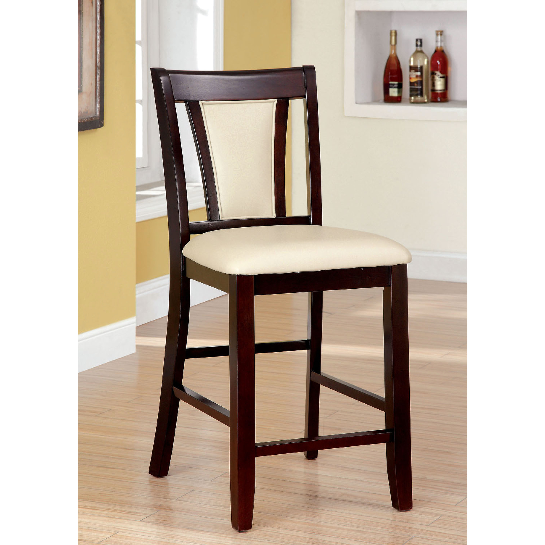 2 Piece Counter Height Chair , Dark Cherry And , Solid Wood ...