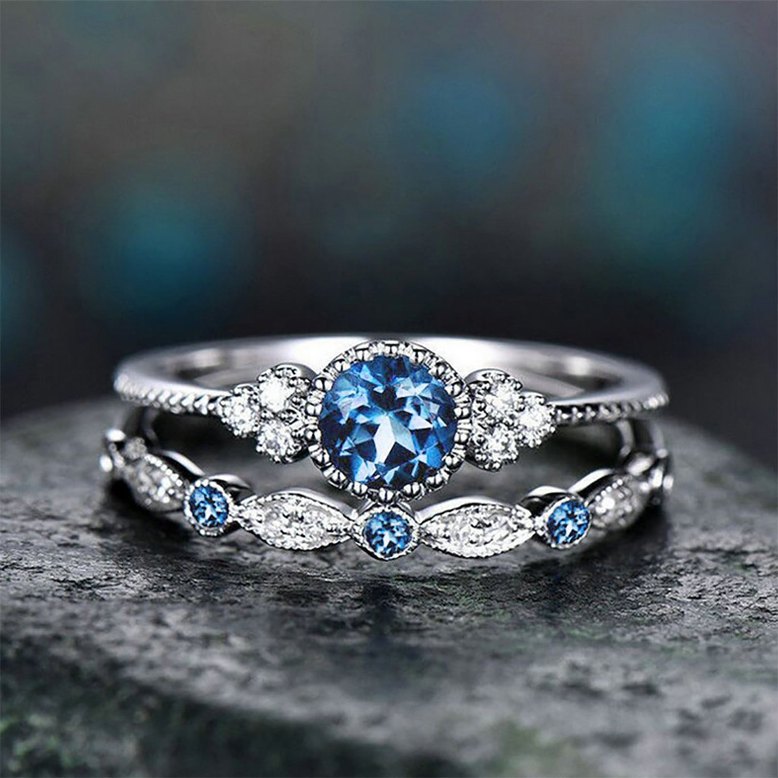 2-Piece Couple Ring Set – Matching Silver-Tone Fashion Rings for Him ...