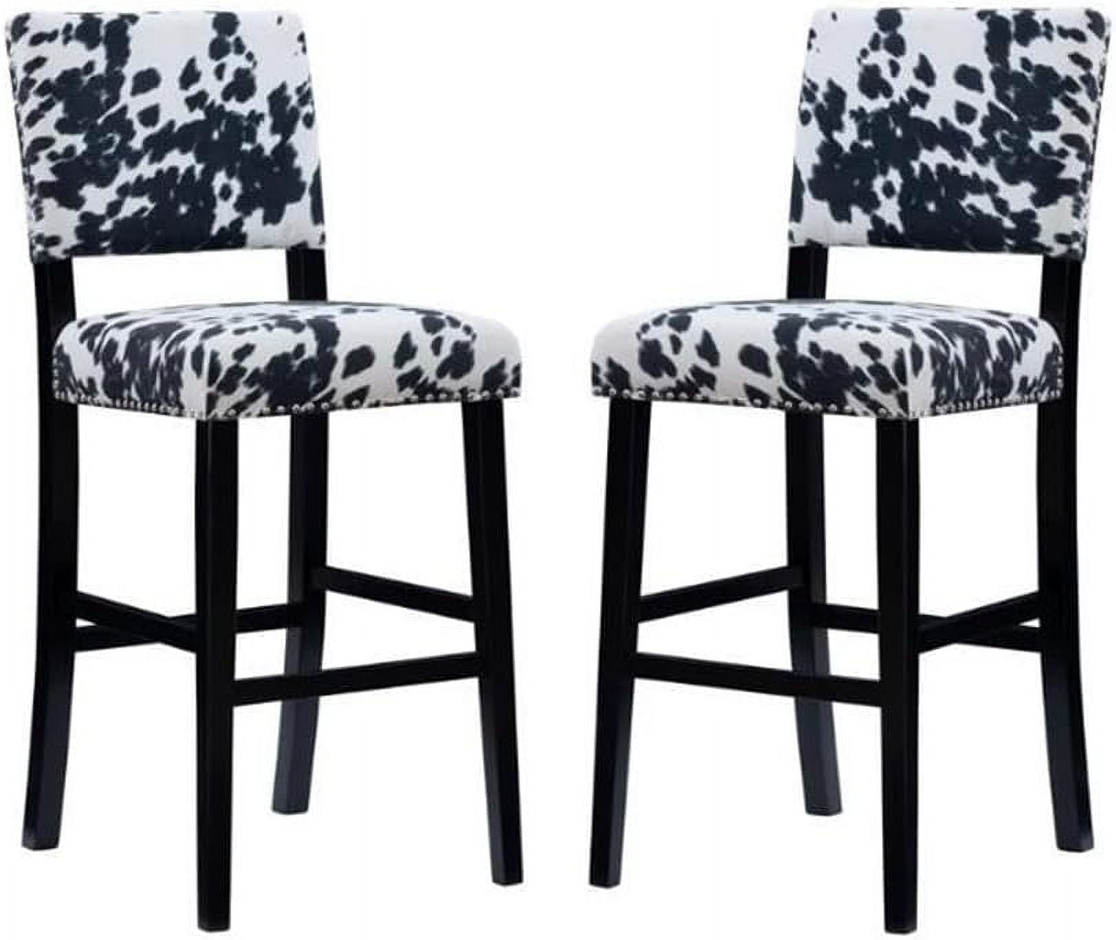 2 Piece Cow Print Wood Bar Stool Set in Black - Walmart.com