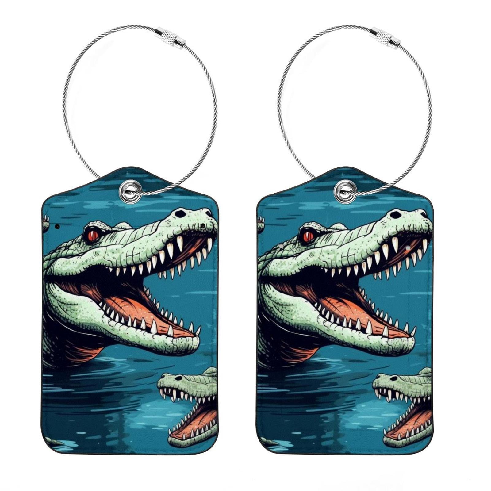2 Piece Crocodile Luggage Tag for Suitcase Identifiers Privacy Name ...
