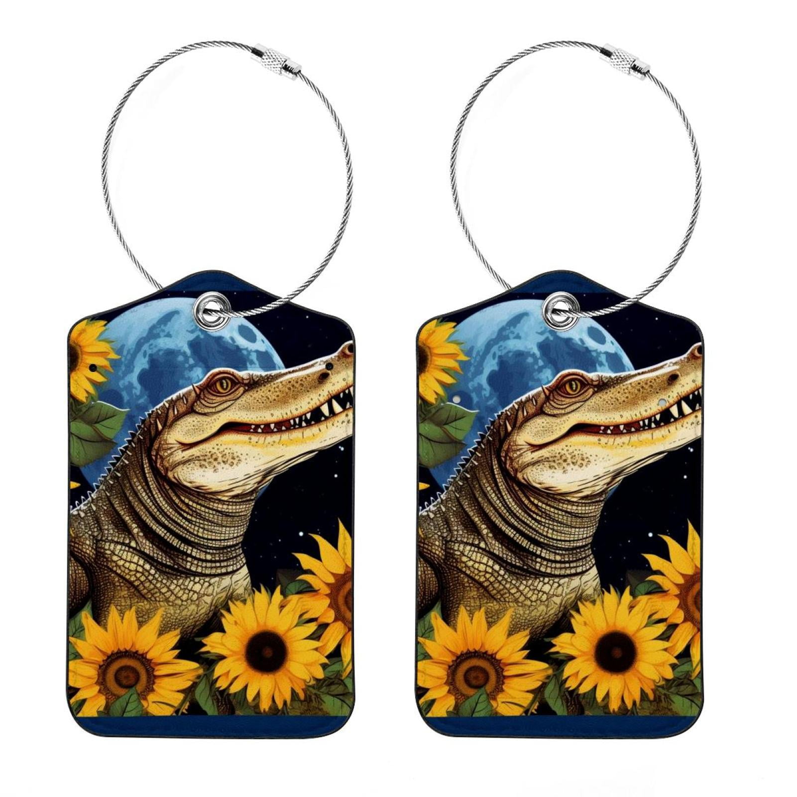 2 Piece Crocodile Starry Sunflower Luggage Tag for Suitcase Identifiers ...