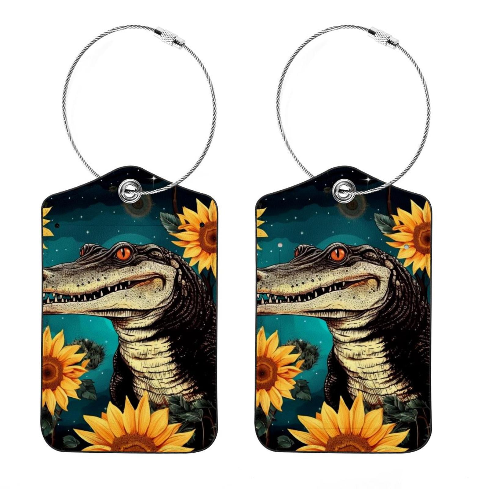 2 Piece Crocodile Starry Sunflower Luggage Tag for Suitcase Identifiers ...