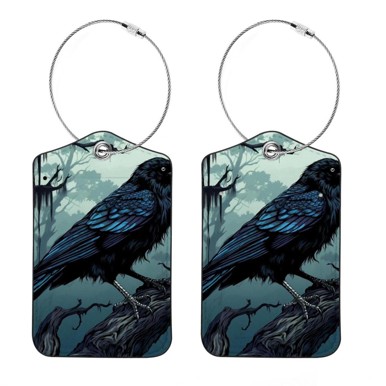 2 Piece Crow Luggage Tag for Suitcase Identifiers Privacy Name Address ...