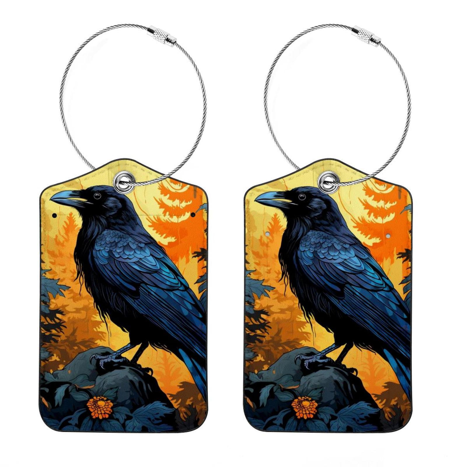 2 Piece Crow Luggage Tag for Suitcase Identifiers Privacy Name Address ...