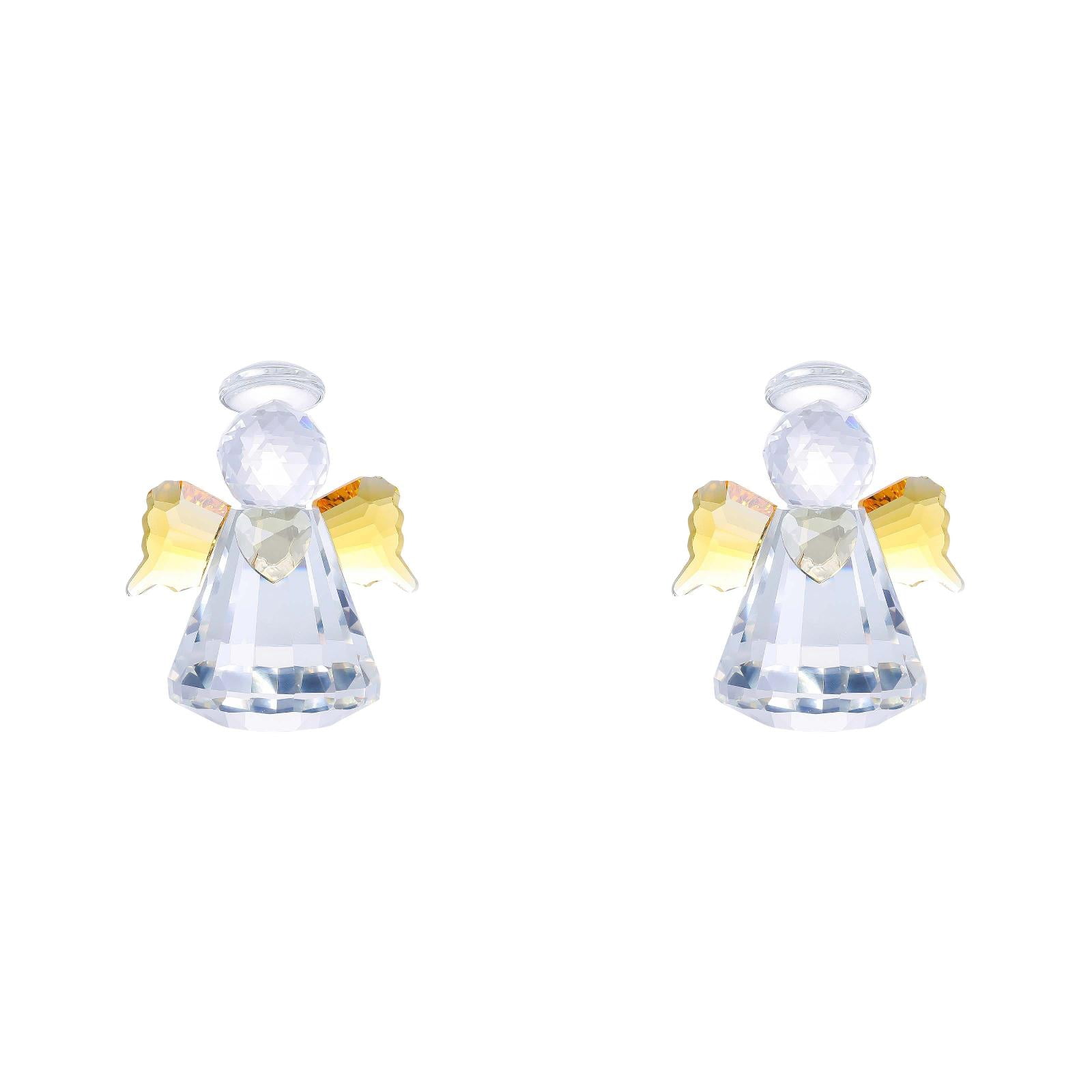 2-Piece Crystal Guardian Angel Figurine Set - 2.68" Handcrafted Glass ...
