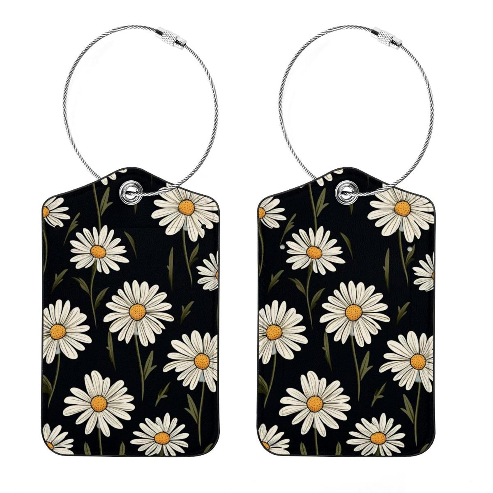 2 Piece Daisy Luggage Tag for Suitcase Identifiers Privacy Name Address ...