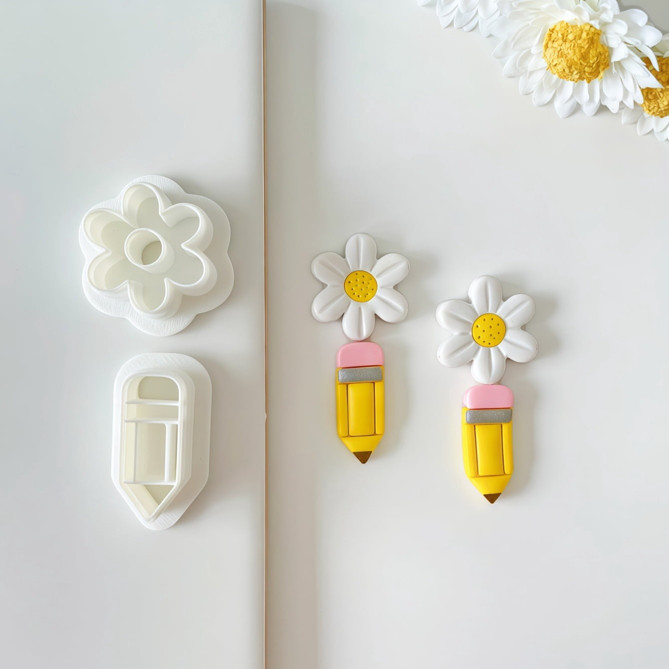2-Piece Daisy Soft Clay Earring Mold Set - DIY Jewelry Making Molds for ...