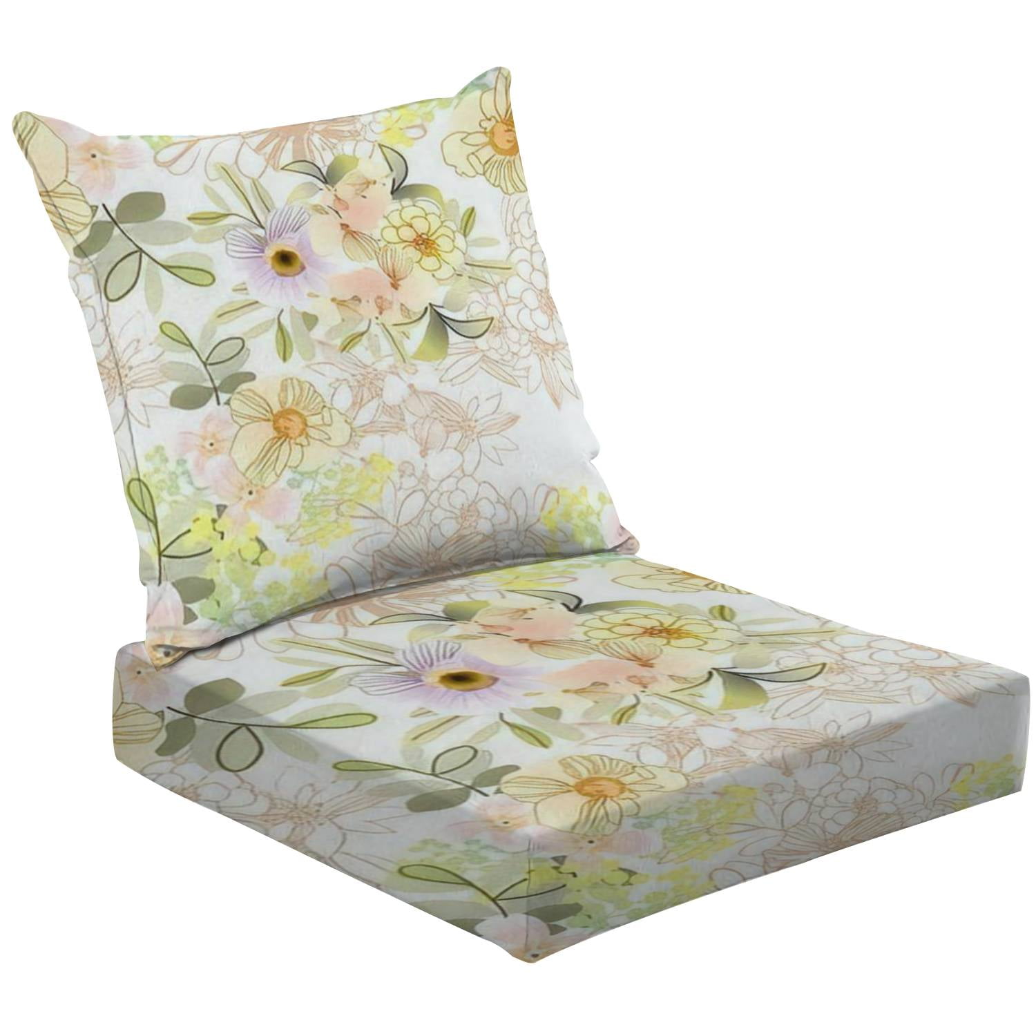 2-Piece Deep Seating Cushion Set Flower print Elegance seamless Outdoor ...