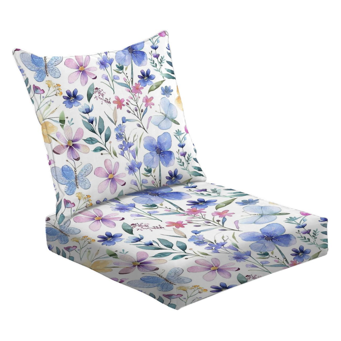 2-Piece Deep Seating Cushion Set Seamless floral pattern watercolor ...