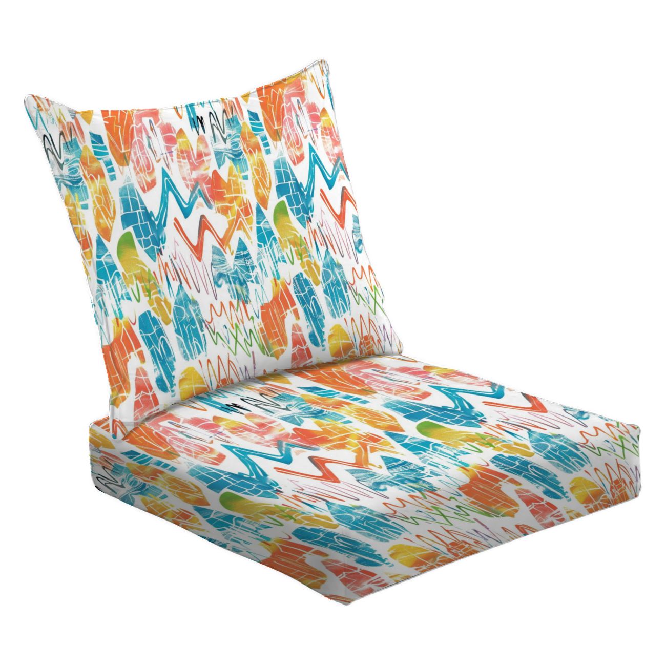 2-Piece Deep Seating Cushion Set Watercolor mottled texture Hand drawn ...