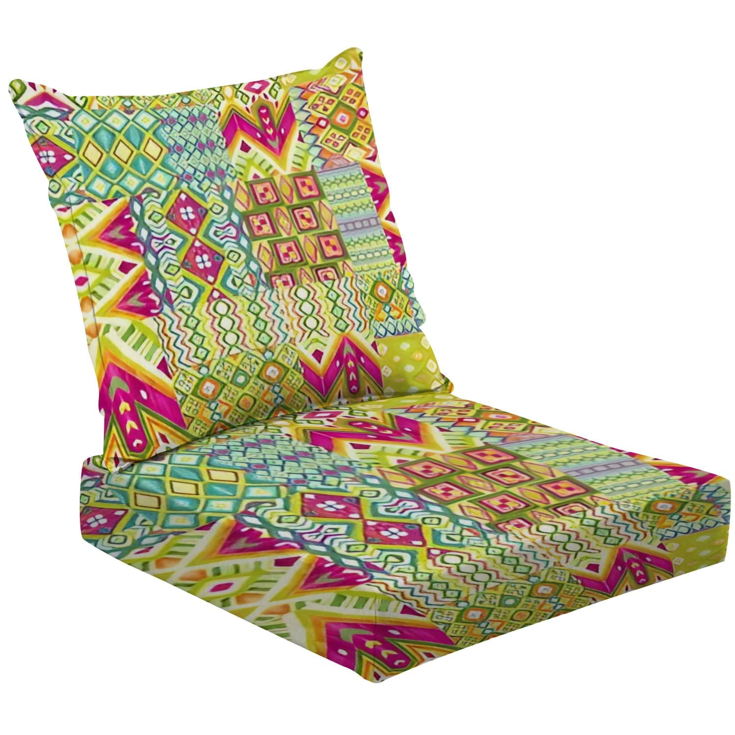 2-Piece Deep Seating Cushion Set floral madhubani chinz Abstract ...