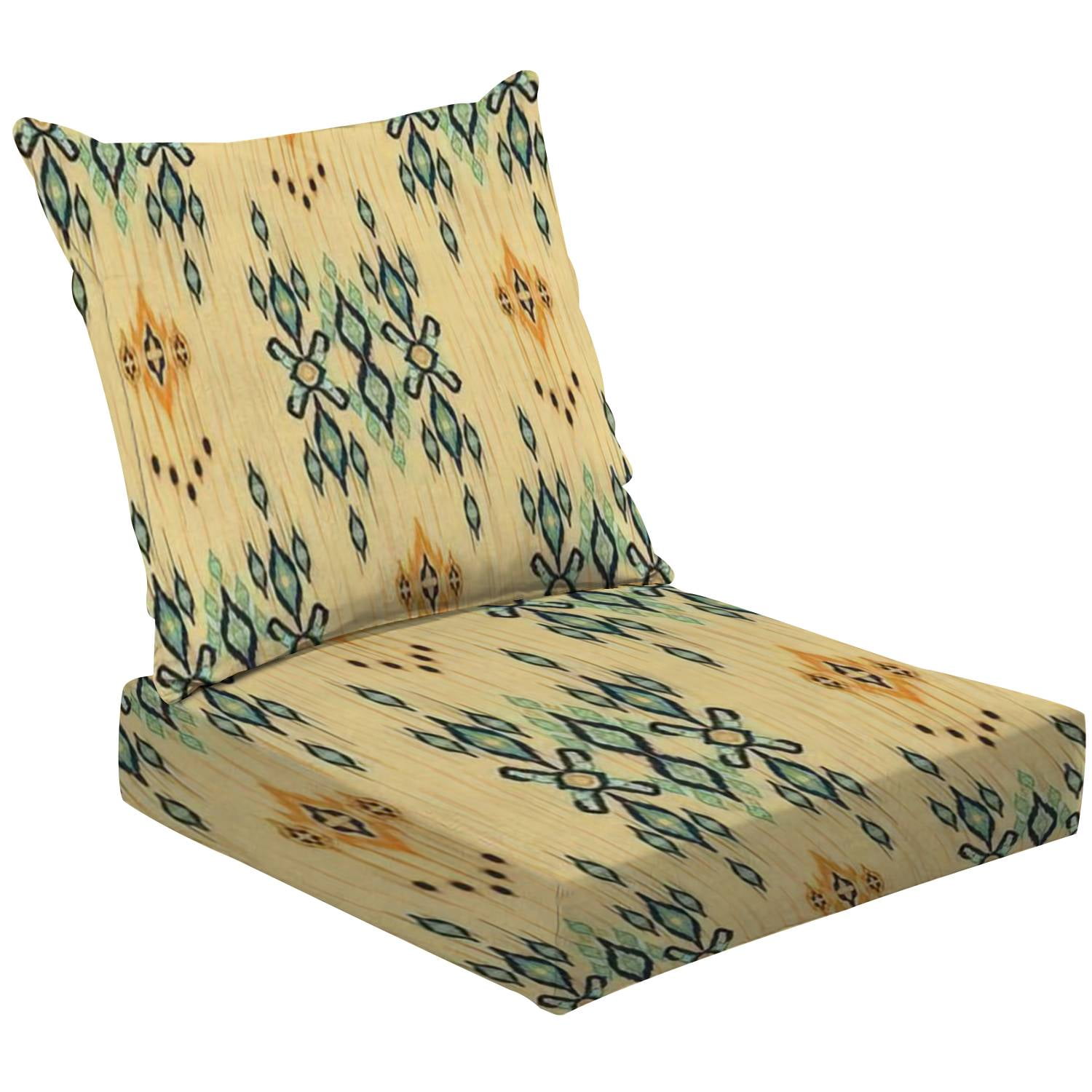 2-Piece Deep Seating Cushion Set geometric ethnic vintage texture art ...