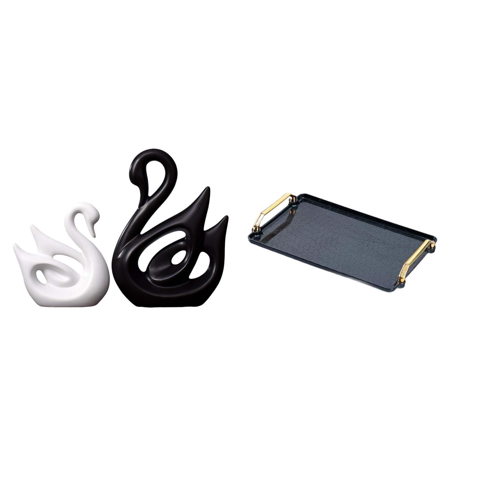 2 Piece Deer Sculptures Ceramic Swans Serving Tray Lightweight Material ...