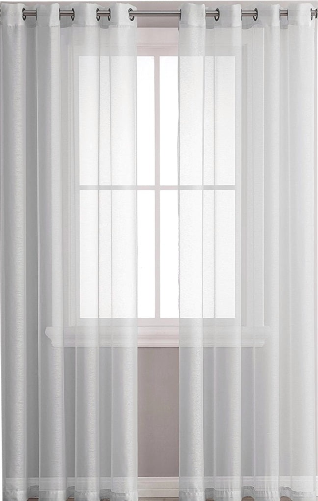 2 Piece Delux High Woven Thread Window voile Sheer Curtains Grommet ...