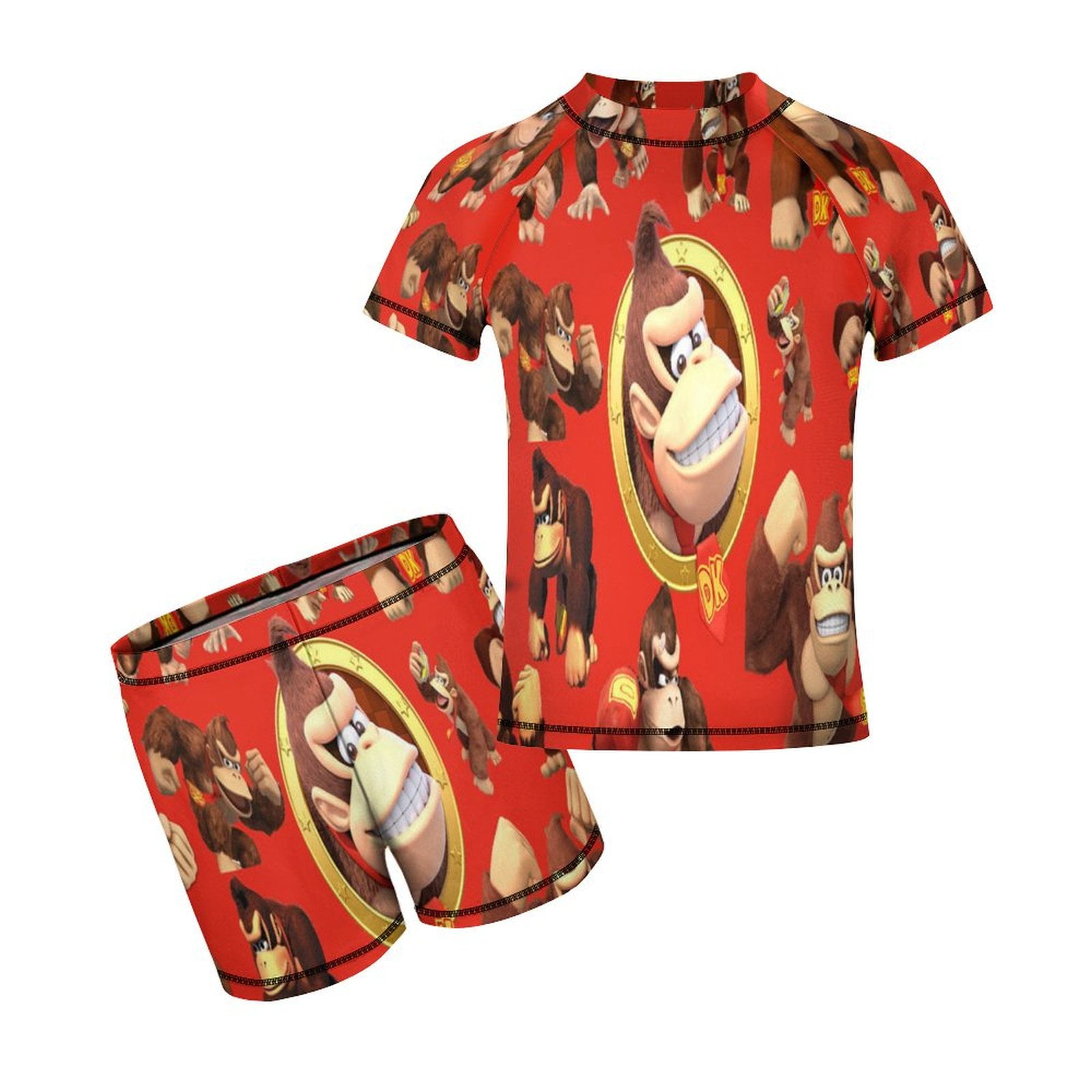 2 Piece Don-key Kon Bathing Suits Rash Guard Swim Shirts with Shorts ...