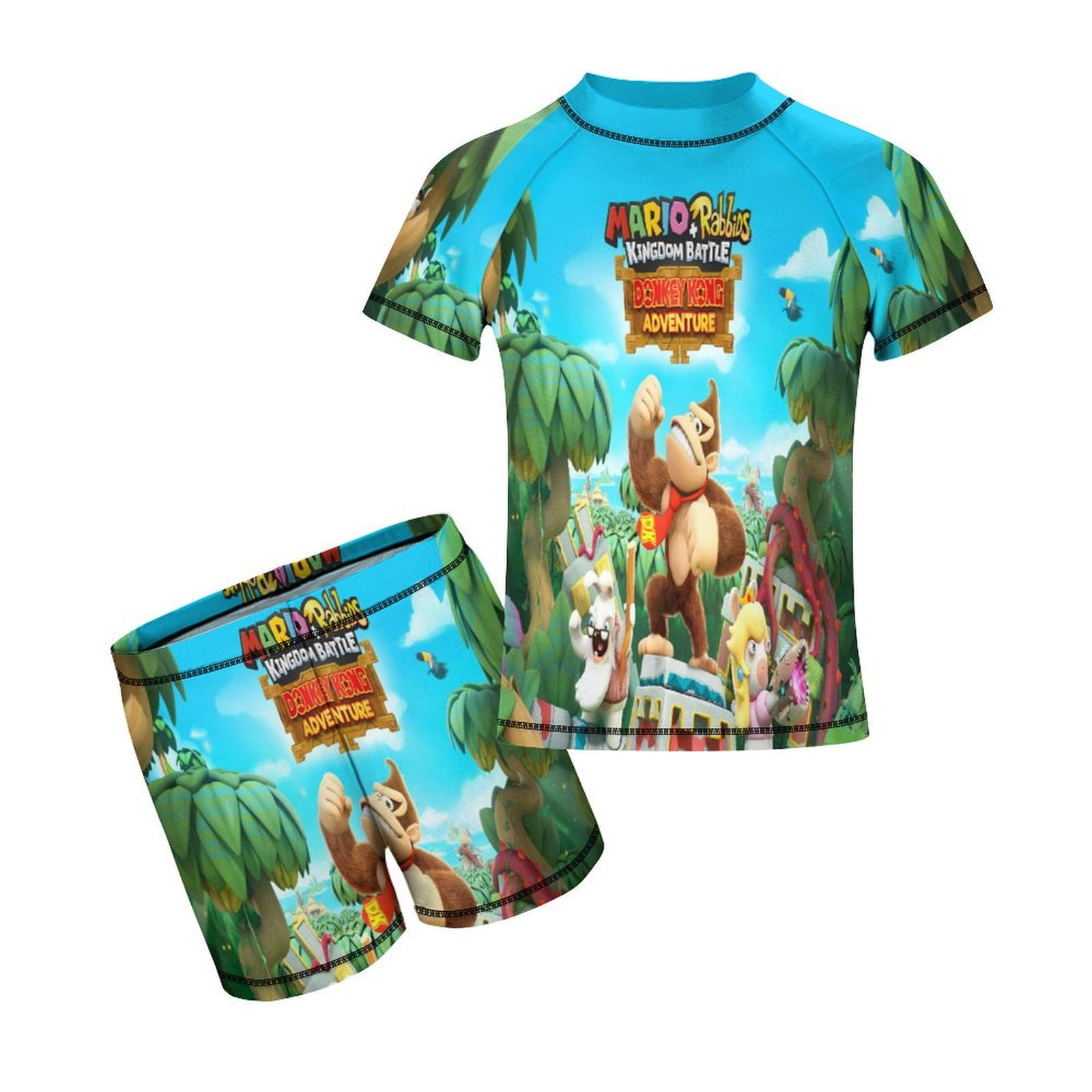 2 Piece Don-key Kon Bathing Suits Rash Guard Swim Shirts with Shorts ...