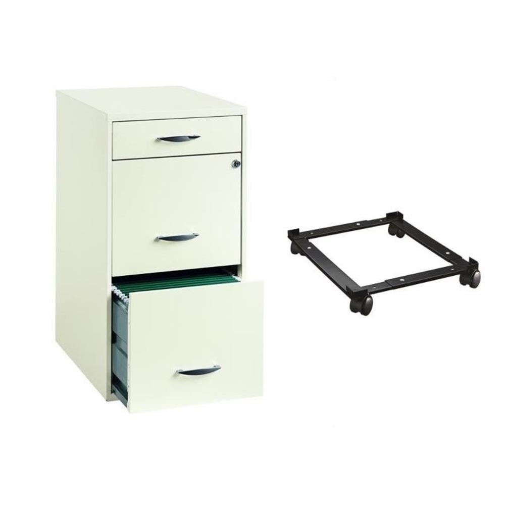 2 Piece Drawer File Cabinet and Mobile Adjustable File Caddy Set ...