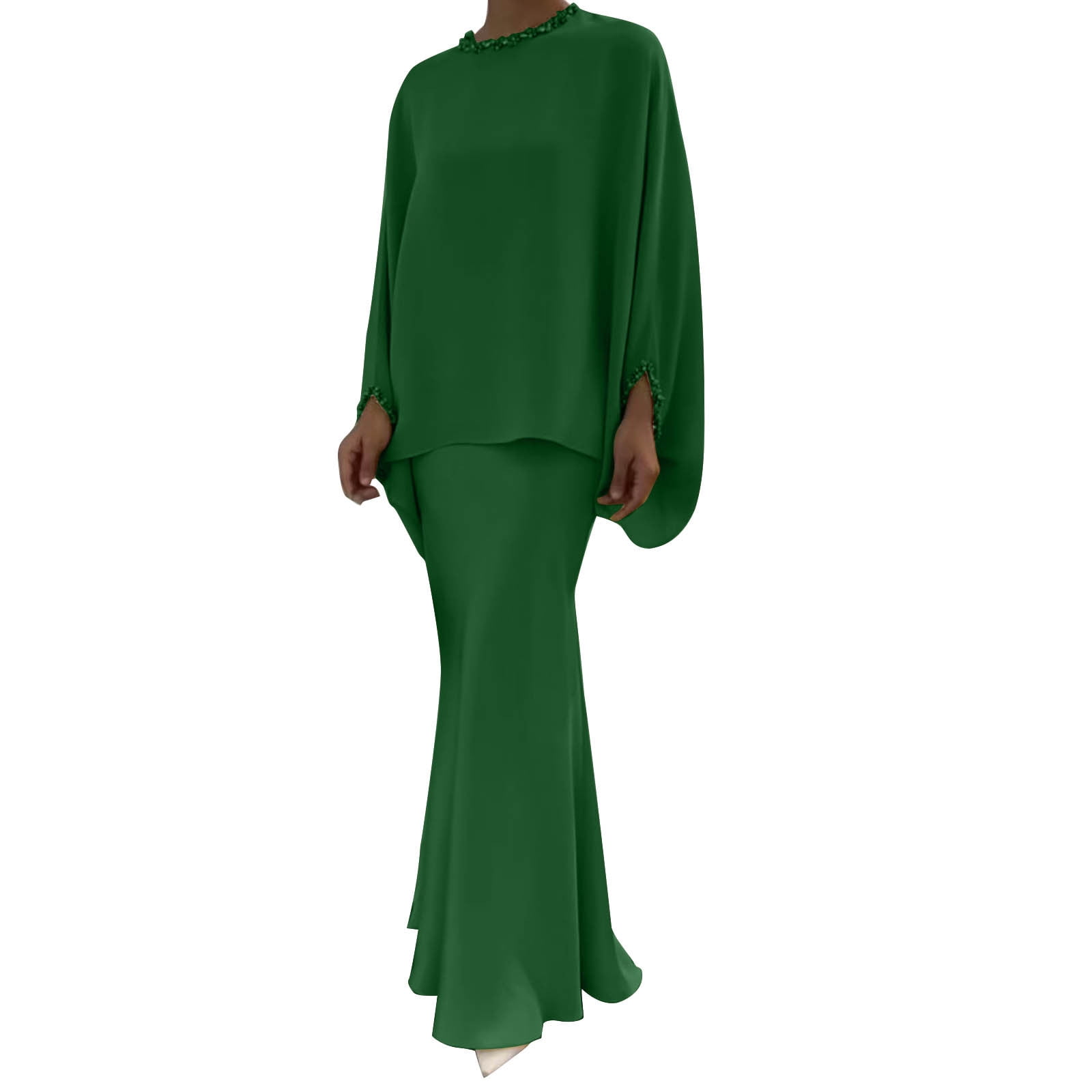 2 Piece Dress Set Women Plus Size Wedding Guest Outfits 3/4 Sleeve ...