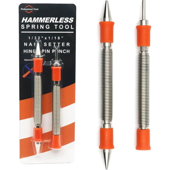 2-Piece Dual Head Nail Setter and Door Hinge Pin Remover Tool Set ...