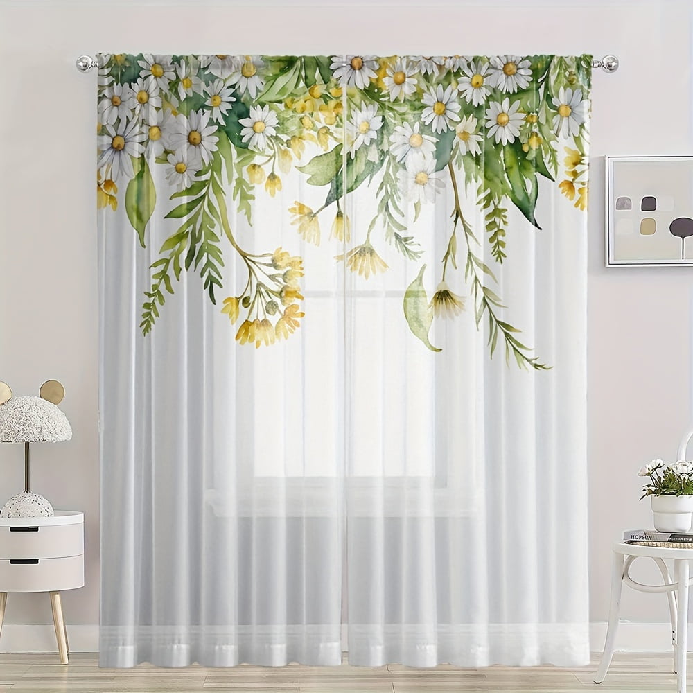 2-Piece Enchanted Forest Fairy Butterfly Sheer Curtains Rod Pocket ...