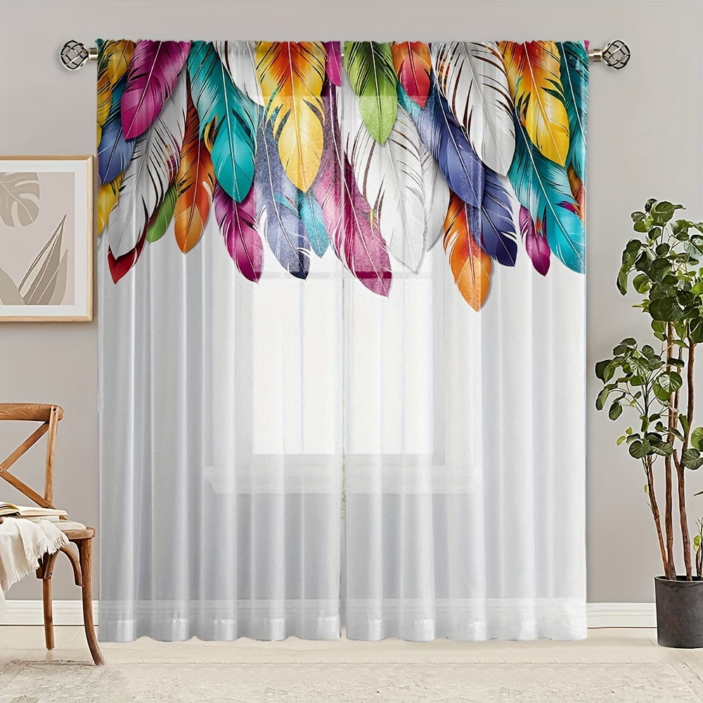 2-Piece Enchanted Forest Fairy Butterfly Sheer Curtains Rod Pocket ...