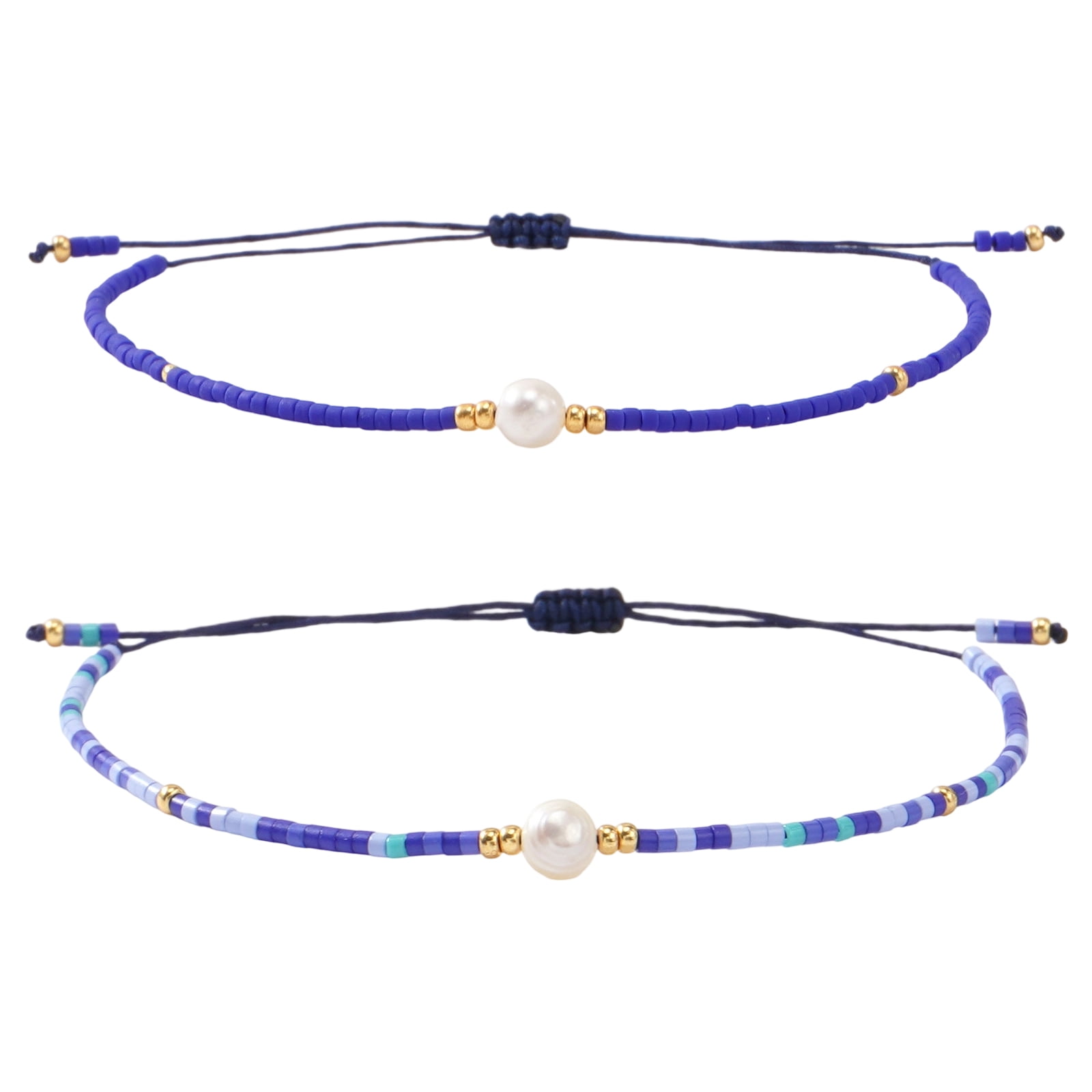 2 Piece Ethnic Inspired Beaded Bangle Adjustable Bracelets Handcrafted ...