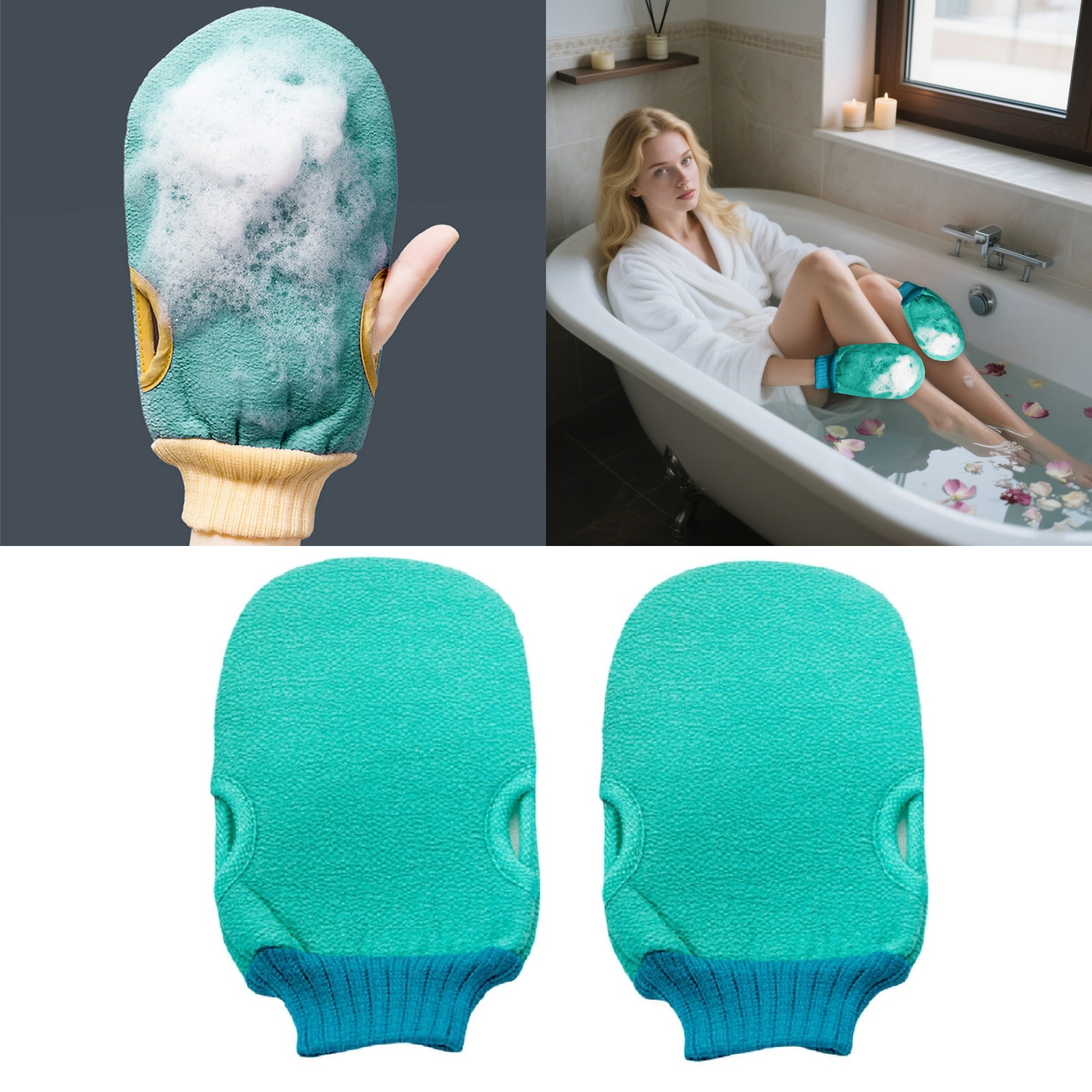 2 Piece Exfoliating Shower Mitts Scrub Gloves for Women Men Deep ...