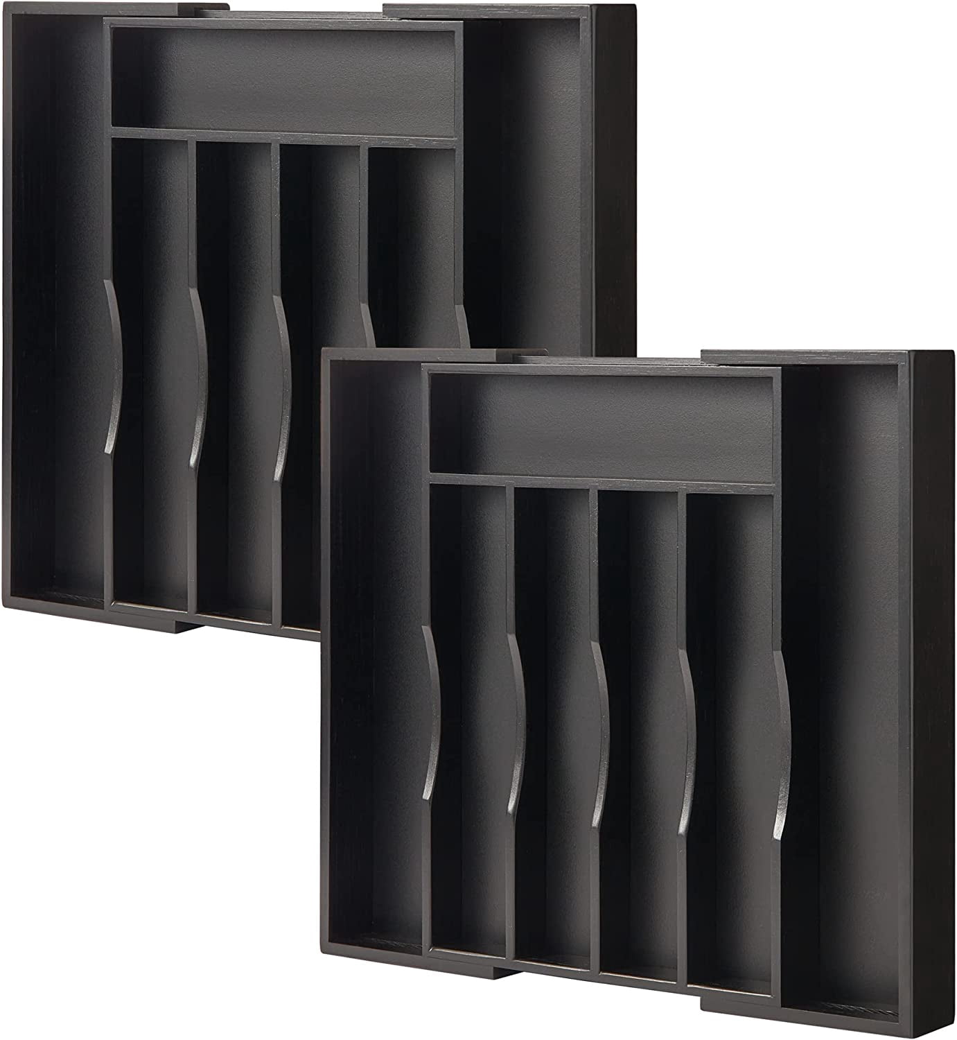 2-Piece Expandable Bamboo Kitchen Drawer Organizer for Cutlery and ...