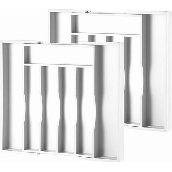 2-Piece Expandable Bamboo Kitchen Drawer Organizer for Cutlery and ...