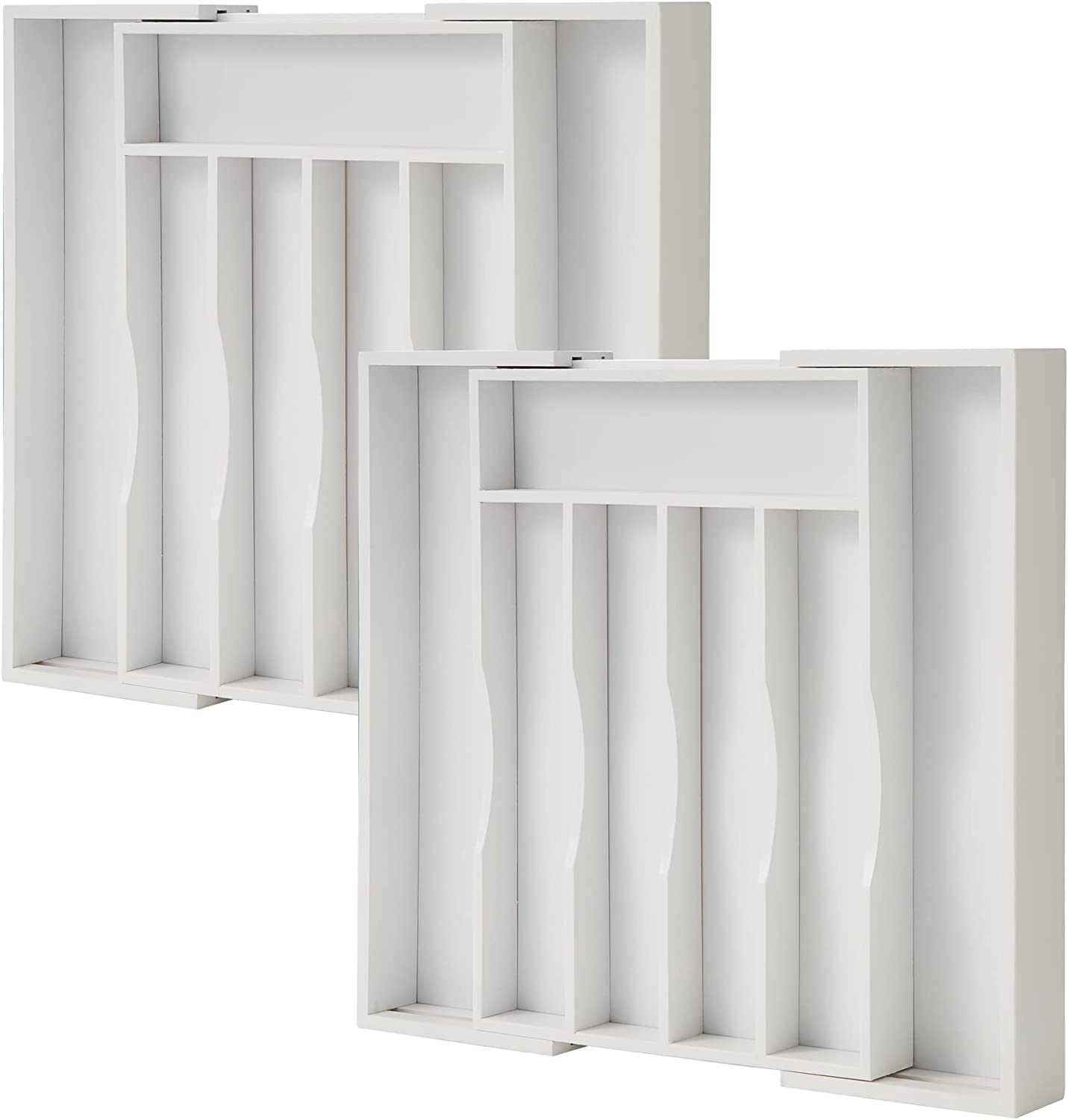 2-Piece Expandable Bamboo Kitchen Drawer Organizer for Cutlery and ...