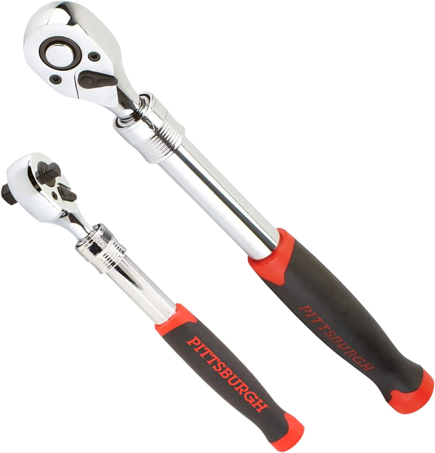 2 Piece Extendable Ratchet Set Dual Drive Single Socket 72-Tooth Quick ...