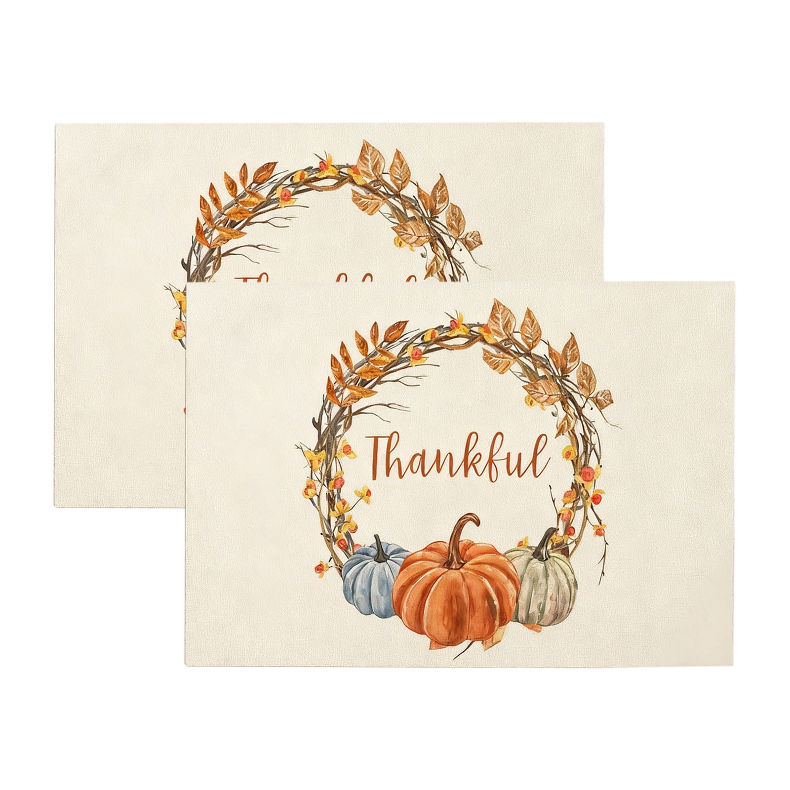 2-Piece Fall Placemats Set, 12x18 inch Thanksgiving Table Mats, Vintage ...