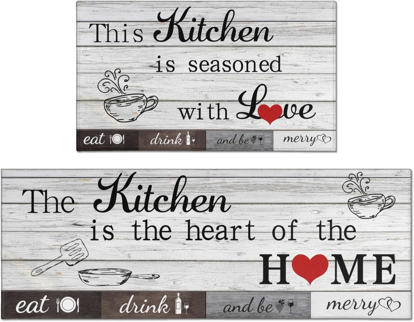 2 Piece Farmhouse Kitchen Rug Set, Home Decor Kitchen Sink Rugs and ...