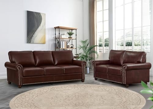 2 Piece Faux Leather Sofa Set,Modern Couch and Loveseat Sets with ...