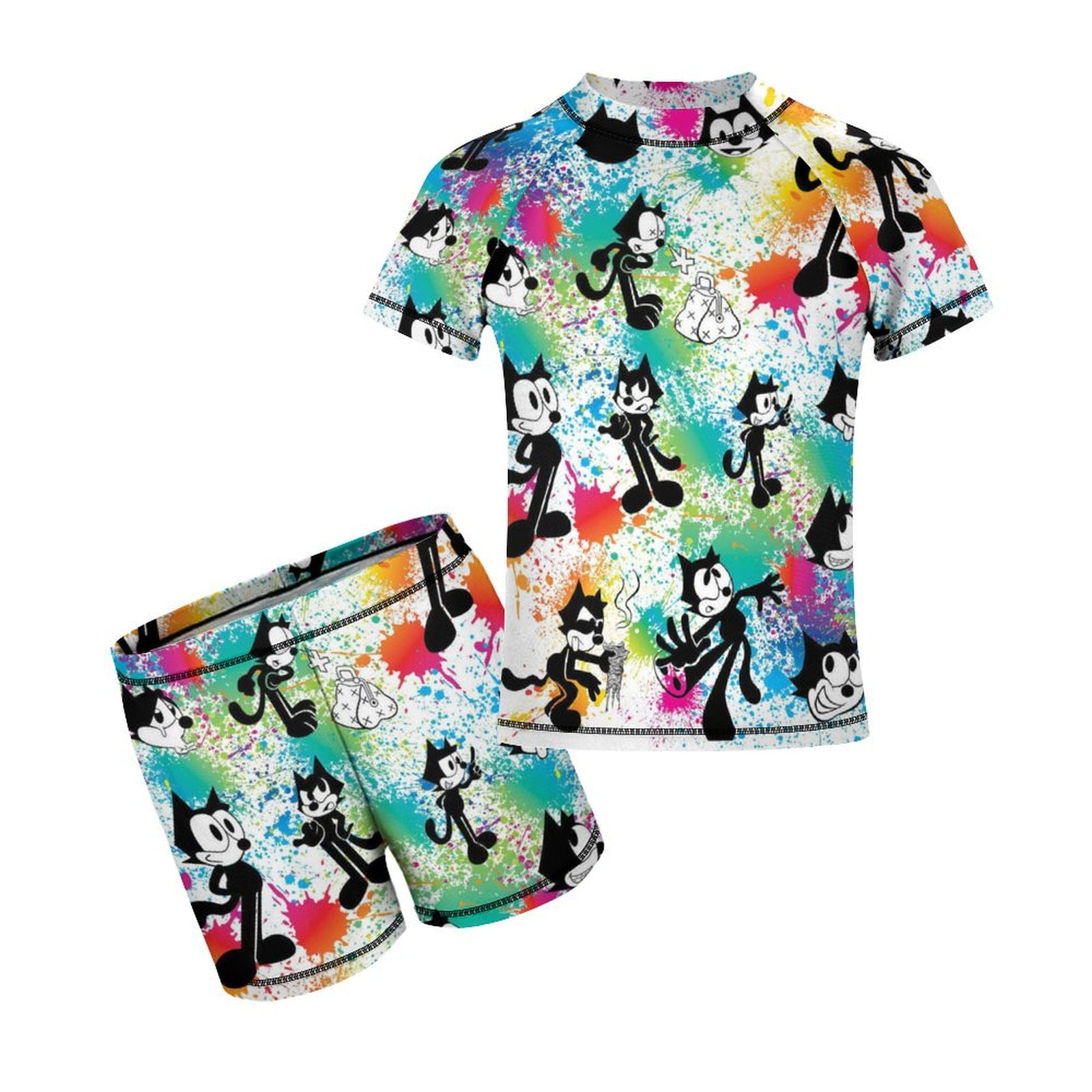 2 Piece Felix The Cat Rash Guard Summer Swim Shirts with Shorts Set ...