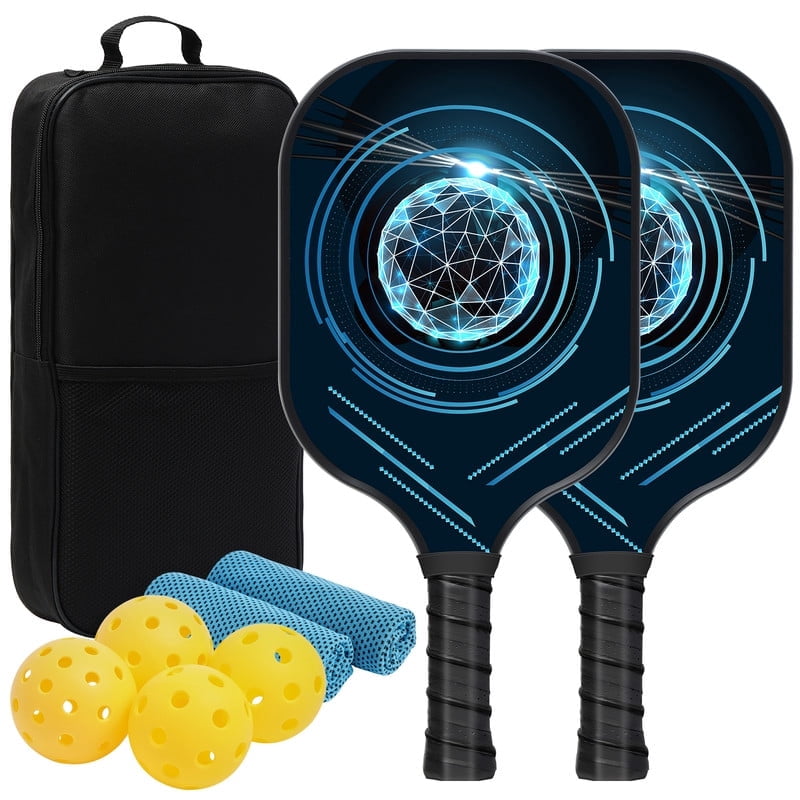 2-Piece Fiberglass Surface Lightweight Pickleball Set with 4 Balls ...