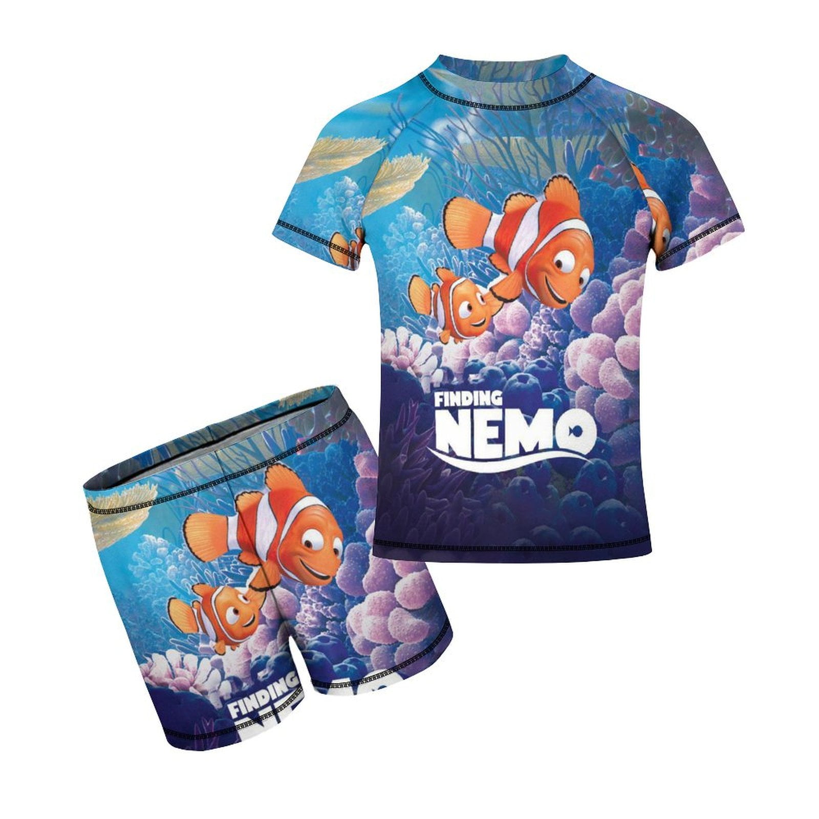 2 Piece Finding Ne-m Bathing Suits Rash Guard Swim Shirts with Shorts ...