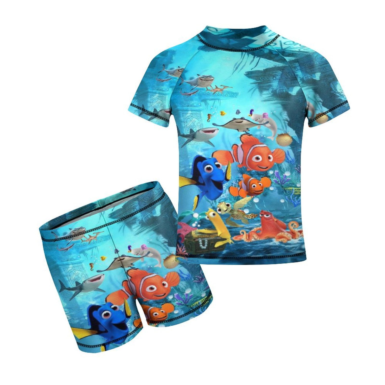 2 Piece Finding Ne-m Bathing Suits Rash Guard Swim Shirts with Shorts ...