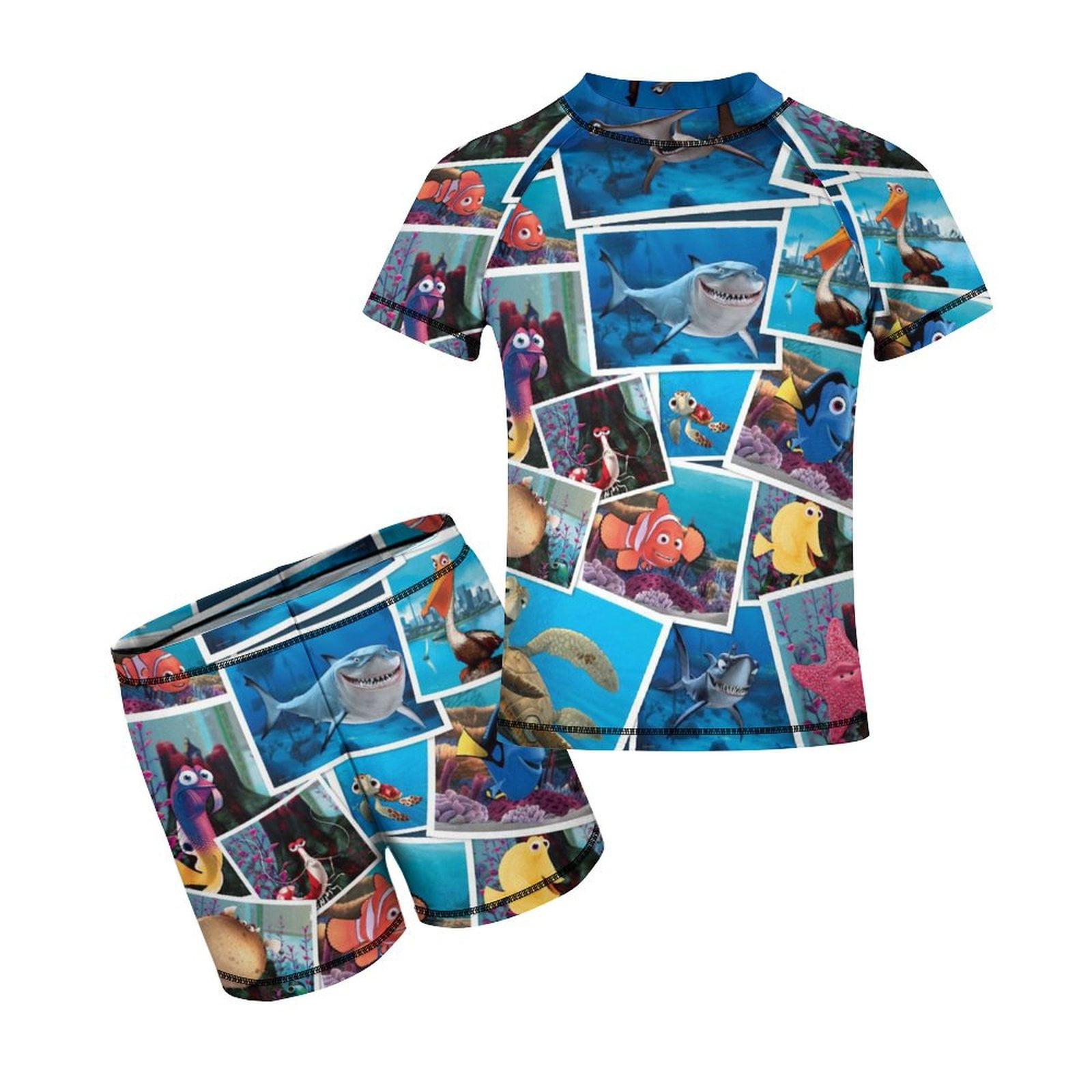2 Piece Finding Ne-m Bathing Suits Rash Guard Swim Shirts with Shorts ...