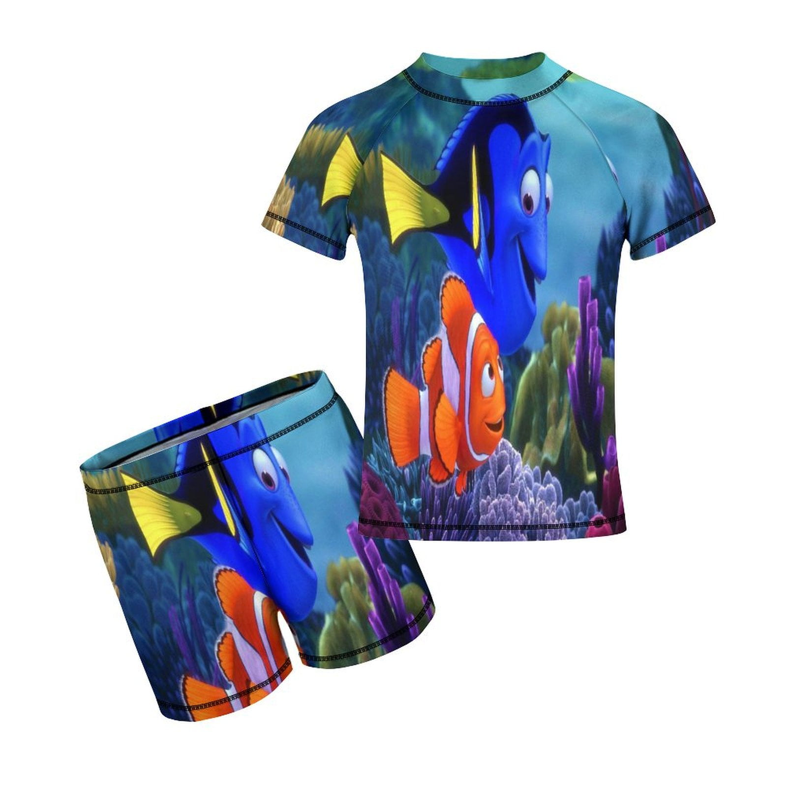 2 Piece Finding Ne-m Bathing Suits Rash Guard Swim Shirts with Shorts ...